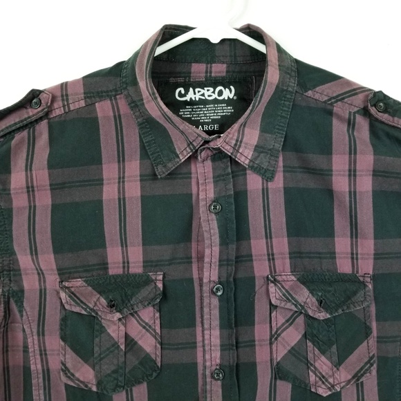 Carbon | Shirts | Carbon Mens Black Plaid Shirt Long Sleeve Sz L | Poshmark